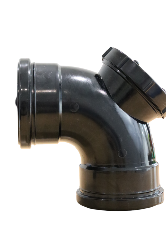 Black 90 Deg. Soil Access Bend 110mm - Drainage Guys